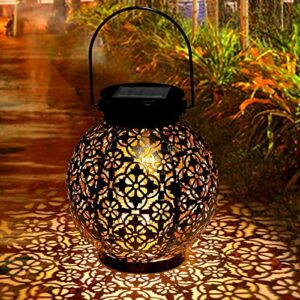 tencoz solar lantern, outdoor waterproof garden led solar light, decorative metal hanging solar powered lantern for garden, patio, yard and table