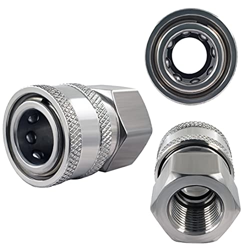 Ultimate Washer 3/8" Quick Connect Pressure Washer Male and Female Hose Adapter Set (1), Max Pressure 5000 PSI Rating, Stainless Steel