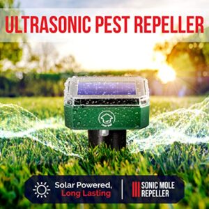 Livin' Well Solar Sonic Pest Repeller Stakes - 4pk Outdoor Pest Repellent with 5,000 Feet Range, Solar Powered Animal Control, Rodent Repellent and Deterrent for Mole, Vole, Gopher