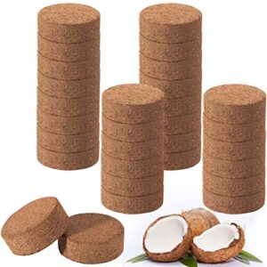 30pcs 40mm expanding coir fiber potting soil- nursery compressed organic plant soil easy-to-store coco coir pellet fiber soil indoor seed starters kit for window herb flower microgreens succulent