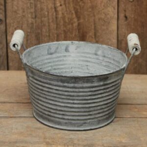 for -- Mini Graywashed Metal Washtub with Wood Handles 5.25" x 4.25" Area Home & Garden