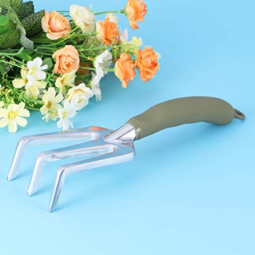 Cabilock Tools Hand Cultivator Rake Tiller Tool Stainless Steel Soil Tiller Hand Fan Rake for Gardening Cultivating Loosening Weeding Digging Hand Garden