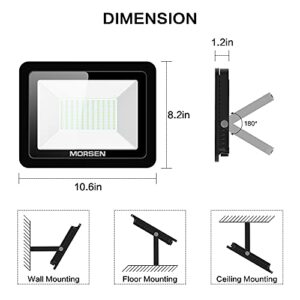 MORSEN 100W LED Flood Light 2 Pack,10000lm Super Bright Security Lights,IP66 Waterproof Outdoor Work Light,UL Certificated Plug,5000K Daylight White Floodlight for Yard,Garden,Garage,Rooftop,Patio