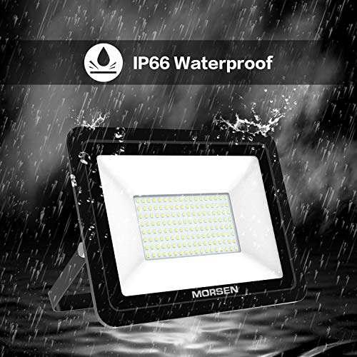 MORSEN 100W LED Flood Light 2 Pack,10000lm Super Bright Security Lights,IP66 Waterproof Outdoor Work Light,UL Certificated Plug,5000K Daylight White Floodlight for Yard,Garden,Garage,Rooftop,Patio