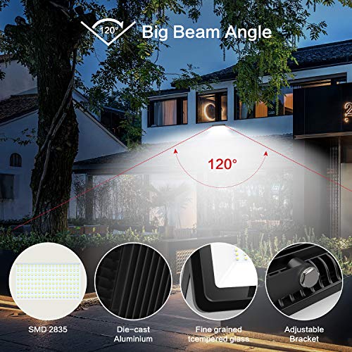 MORSEN 100W LED Flood Light 2 Pack,10000lm Super Bright Security Lights,IP66 Waterproof Outdoor Work Light,UL Certificated Plug,5000K Daylight White Floodlight for Yard,Garden,Garage,Rooftop,Patio