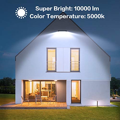 MORSEN 100W LED Flood Light 2 Pack,10000lm Super Bright Security Lights,IP66 Waterproof Outdoor Work Light,UL Certificated Plug,5000K Daylight White Floodlight for Yard,Garden,Garage,Rooftop,Patio