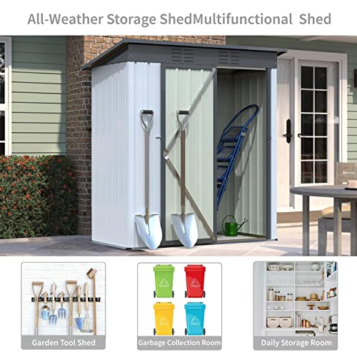 5x3 FT Outdoor Alloy Steel Storage Shed Organizer, Garden Tool House for Backyard, Patio, Garage, Lawn