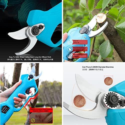 Cordless Pruning Shears Electric Pruning Scissors Electric Pruner, 1/2/3pcs Battery, 2-3 Working Hours Per Battery, 1.1 Inch Cutting Diameter, For Lawn And Garden Landscaping ( Size : With Two Batteri