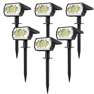 solar spot lights outdoor, [6 pack/3 modes] solar landscape spotlights ip67 waterproof solar powered outdoor lighting products for landscaping garden, yard, [cold white/62 led] spotlight dusk to dawn