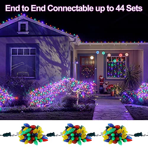 C9 Christmas Lights, 50 LEDs 24.5 FT Faceted String Lights Connectable Commercial Grade Indoor Outdoor, 120V UL Certified Xmas Strawberry Tree Light Strand for Garden Patio Parties, Multicolor