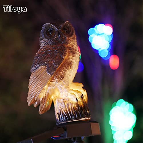 TILOYA Owl Solar Garden Light Pro, Cute Owl Outdoor Yard Light Waterproof Adorable Garden Light Pro for Garden Lawn Decoration Walkway Courtyard Patio Decoration Creative Gift