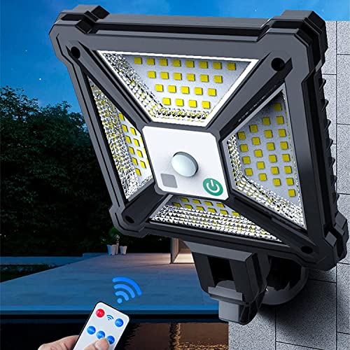 Solar Outdoor Lights, Ultra-Bright with Remote Control, Motion Sensor Solar Powered Lights IP65 Waterproof, 88 LED/3 Modes, Wall Security Lights for Home Fence Yard Garden Patio Door (88LED)