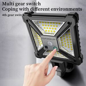 Solar Outdoor Lights, Ultra-Bright with Remote Control, Motion Sensor Solar Powered Lights IP65 Waterproof, 88 LED/3 Modes, Wall Security Lights for Home Fence Yard Garden Patio Door (88LED)