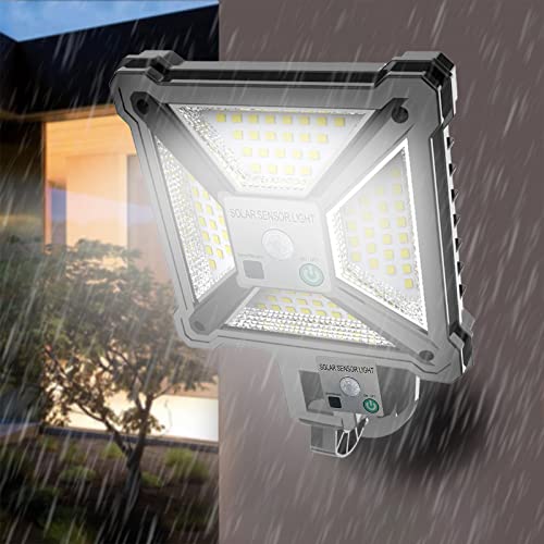 Solar Outdoor Lights, Ultra-Bright with Remote Control, Motion Sensor Solar Powered Lights IP65 Waterproof, 88 LED/3 Modes, Wall Security Lights for Home Fence Yard Garden Patio Door (88LED)