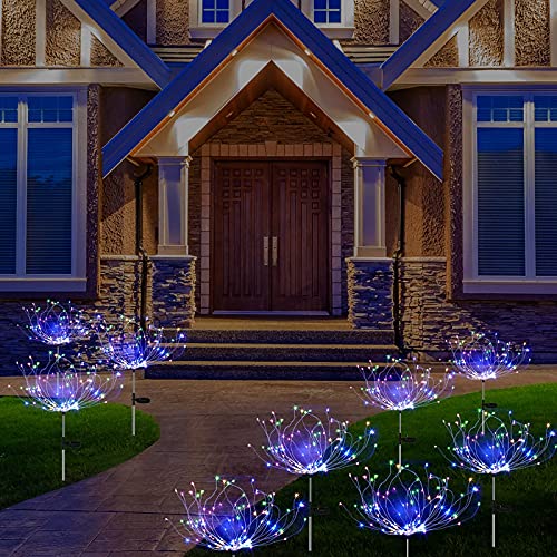 4Pack Firework Solar Lights Outdoor, Solar Garden Decorative Lights, Solar Walkway Lights Waterproof, 35 Copper Wires String Lights for Christmas, Pathway, Patio, Flowerbed