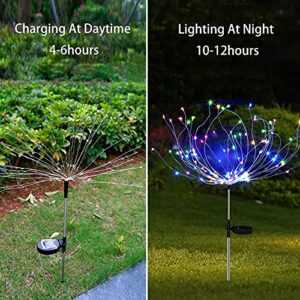 4Pack Firework Solar Lights Outdoor, Solar Garden Decorative Lights, Solar Walkway Lights Waterproof, 35 Copper Wires String Lights for Christmas, Pathway, Patio, Flowerbed