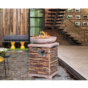 HOMPUS Propane Fire Pits for Outside 40,000 BTU Gas Fire Pit Table 20-inch Patio Square Smokeless Concrete Fire Table Lava Rocks and Rain Cover for Garden,Deck,Pool,Backyard