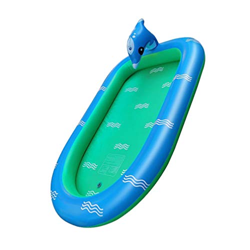 VALICLUD Toddler Toy Swimming Pool with Sprinkler Kids Pool Family Inflatable Blue Blow Up Lounge Swimming Pools Water Spraying Pool 170x110cm for Outdoor Garden Backyard Inflatables