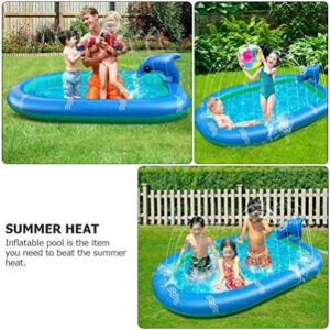 VALICLUD Toddler Toy Swimming Pool with Sprinkler Kids Pool Family Inflatable Blue Blow Up Lounge Swimming Pools Water Spraying Pool 170x110cm for Outdoor Garden Backyard Inflatables