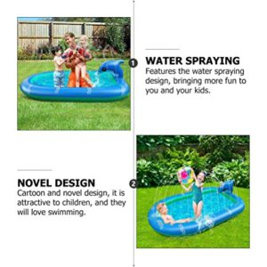 VALICLUD Toddler Toy Swimming Pool with Sprinkler Kids Pool Family Inflatable Blue Blow Up Lounge Swimming Pools Water Spraying Pool 170x110cm for Outdoor Garden Backyard Inflatables