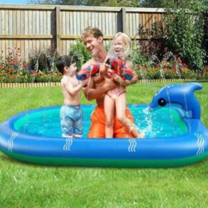 VALICLUD Toddler Toy Swimming Pool with Sprinkler Kids Pool Family Inflatable Blue Blow Up Lounge Swimming Pools Water Spraying Pool 170x110cm for Outdoor Garden Backyard Inflatables