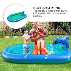 VALICLUD Toddler Toy Swimming Pool with Sprinkler Kids Pool Family Inflatable Blue Blow Up Lounge Swimming Pools Water Spraying Pool 170x110cm for Outdoor Garden Backyard Inflatables