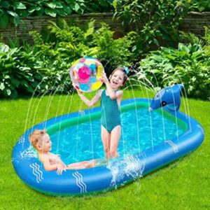 VALICLUD Toddler Toy Swimming Pool with Sprinkler Kids Pool Family Inflatable Blue Blow Up Lounge Swimming Pools Water Spraying Pool 170x110cm for Outdoor Garden Backyard Inflatables