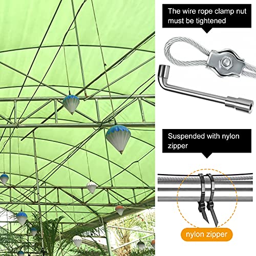 Ruesious Outdoor String Light Hanging 262FT Wire Rope Wire Guide Wire for Outdoor String Lights Kit Heavy Duty Globe String Garden Wire for Climbing Plants Hooks for Indoor and Outdoor Lights