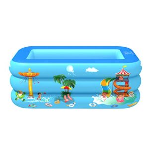 besportble kids pool inflatable swimming pool blow up family pool lounge kiddie pool for kids adults garden play toy (blue) 120cm double layer kids swimming pool