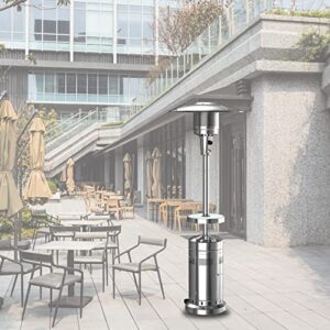 ROMONICA 48000BTU outdoor garden Silvery heater high vertical hammer facing garden outdoor heater propane vertical, with wheels and LED table, stainless steel - 2 set