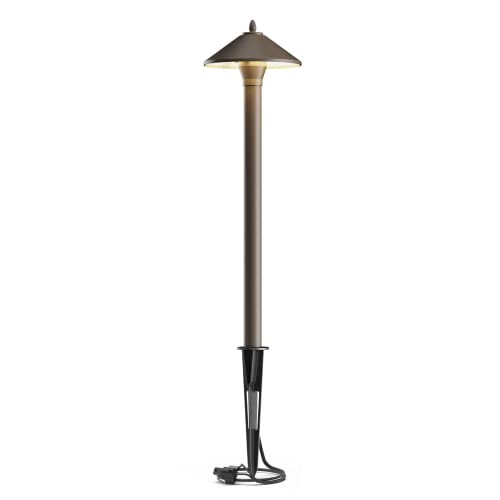 GOODSMANN Landscape Lighting Low Voltage Outdoor Path Light 1PK Halogen Pathway Light Wired 10W 25 Lumen 2700K Warm White Metal 12V AC Bronze Electric Sidewalk Walkway Light with Cable Connector