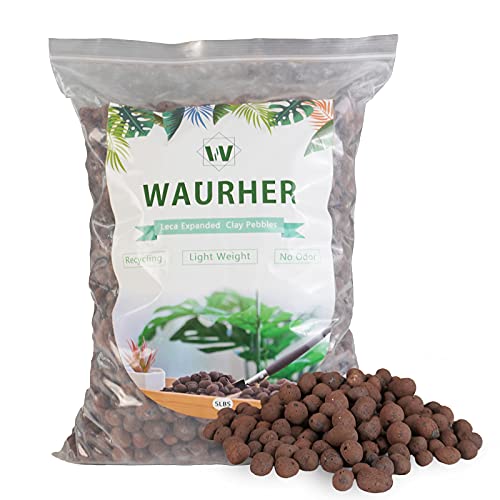 WAURHER Leca Expanded Clay Pebbles 5LBS Grow Media for Indoor Plants Hydroponic Growing Gardening System Supplies