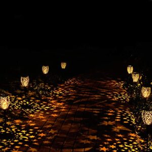 Walensee Solar Lights Outdoor (Black 2 Pack), Garden Decoration and ornamen, Moon and Star Pattern, Metal Sun Powered Stake Decorative Landscape Lamp Waterproof Dusk to Dawn for Lawn, Yard, Walkway