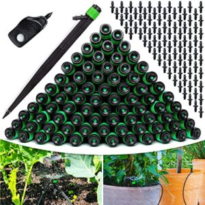 carpathen 100 drip irrigation emitters vortex – drip irrigation parts for irrigation kit – ¼ inch irrigation tubing compatible – 360 deg adjustable fan sprayer for raised garden bed, potted plants