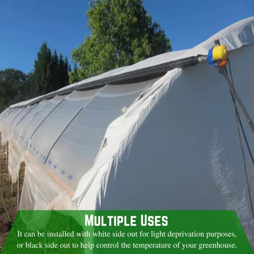 Farm Plastic Supply - Panda Film Light Deprivation Greenhouse Cover - 6 mil - (24' x 10') - 100% Blackout Tarp, Black White Plastic Sheeting, Green House Poly Film