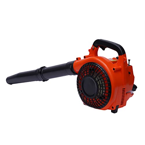 2 Stroke Handheld Gas Powered Leaf Blower,25.4cc 0.75kw/7500rpm Single Cylinder Commercial Garden Gasoline Blower for Lawn Care Blowing Leaves, Snow Debris and Dust, Orange