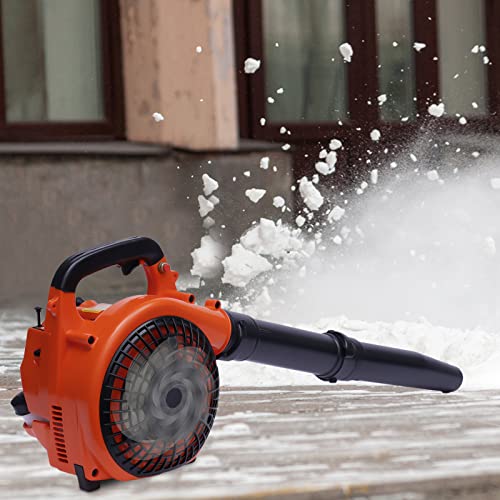 2 Stroke Handheld Gas Powered Leaf Blower,25.4cc 0.75kw/7500rpm Single Cylinder Commercial Garden Gasoline Blower for Lawn Care Blowing Leaves, Snow Debris and Dust, Orange