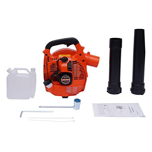 2 Stroke Handheld Gas Powered Leaf Blower,25.4cc 0.75kw/7500rpm Single Cylinder Commercial Garden Gasoline Blower for Lawn Care Blowing Leaves, Snow Debris and Dust, Orange