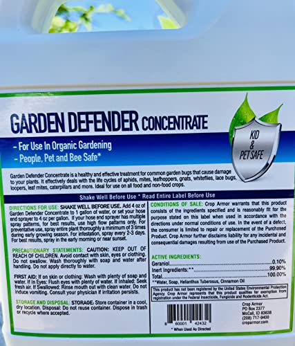 Garden Defender Concentrate | A Safe & Effective Treatment to Control unwanted pests in Your Home Garden Including All Species of aphids, Mites, leafhoppers, gnats, whiteflies and More!