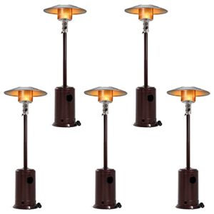 romonica 41,000btu outdoor patio heater tall standing hammered finish garden outdoor heater propane standing, bronze – 5 set