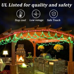 447 LED 33 FT LED Christmas Lights String Lights with 19 Semicircles Plug in 8 Modes Christmas Decoration for Holiday Wedding Party Roof Bedroom Window Garden Patio Outdoor Indoor (Green & Red)