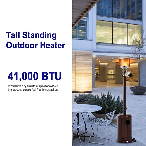 PIONOUS Powerful 41,000 BTU Patio Heater Tall Standing Hammered Finish Garden Outdoor Heater Propane Standing - 5 Set, Bronze