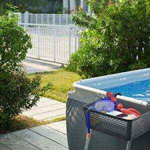 Carrie Box Poolside Storage Basket, Recycled Plastic, Pool Cup Holder, Above Ground Pool Accessories, for Most Frame Pools, Europe Made, Fits 2.3 Inch or Less Top Bar