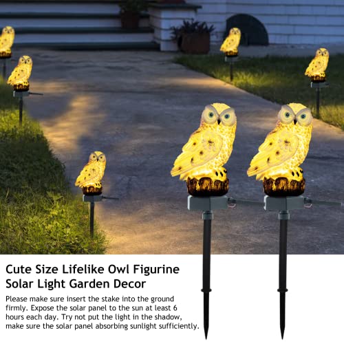 2 Packs White Owl Solar Lights Outdoor Garden Decorations Waterproof Solar Powered Landscape Lighting Owl Decor to Scare Birds Away Lawn Ornaments Yard Pathway Patio Decor