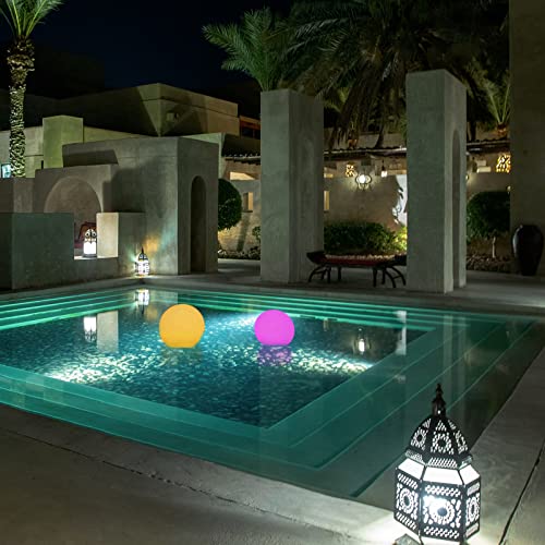 YARDWE LED Floating Pool Lights Ball: Floating Ball Lamp 2 Pcs Waterproof LED Glow Globe Swimming Pool Lights Lamp for Outdoor Lawn Garden Pond Backyard