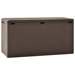 loibinfen patio storage box brown patio garden outdoor storage container for toys, furniture deck box 44.9″x18.5″x23.6″ (weight:16.56 lbs)