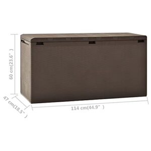 loibinfen Patio Storage Box Brown Patio Garden Outdoor Storage Container for Toys, Furniture Deck box 44.9"x18.5"x23.6" (Weight:16.56 lbs)