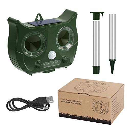 WQBK Animal Outdoor Solar Powered Device with Independent Audible Alarm Speaker- Effectively Scares Away Cats, Dogs, Squirrels, Deer, Raccoon, Groundhog, Skunk, Birds etc