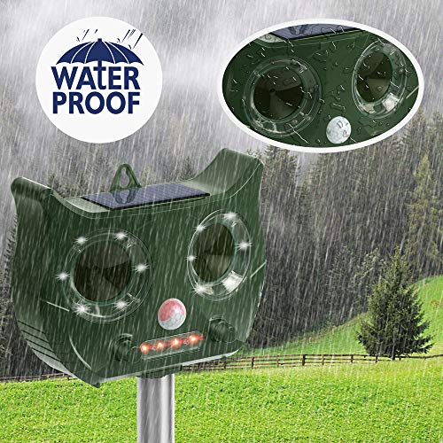 WQBK Animal Outdoor Solar Powered Device with Independent Audible Alarm Speaker- Effectively Scares Away Cats, Dogs, Squirrels, Deer, Raccoon, Groundhog, Skunk, Birds etc