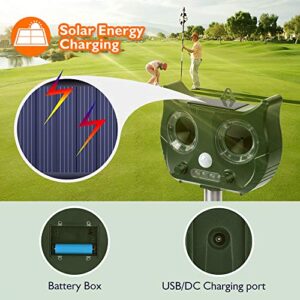 WQBK Animal Outdoor Solar Powered Device with Independent Audible Alarm Speaker- Effectively Scares Away Cats, Dogs, Squirrels, Deer, Raccoon, Groundhog, Skunk, Birds etc